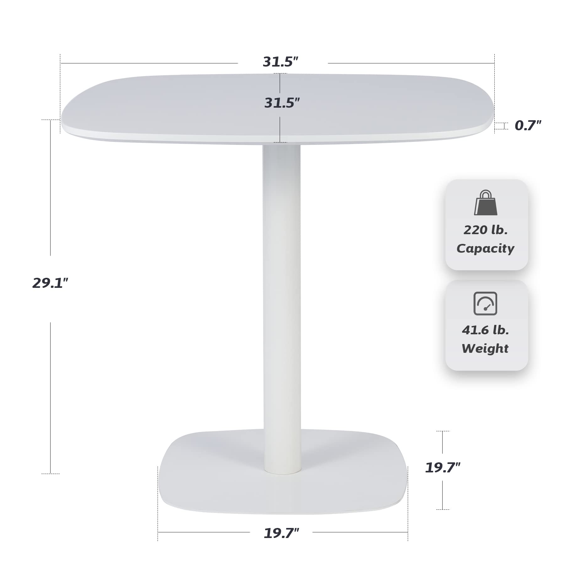 VONLUCE Modern Square Dining Table for 2 and 4 Person, 32 Inch Small Pedestal Kitche Dinner Table, Mid Century Style with 220lb Capacity, White