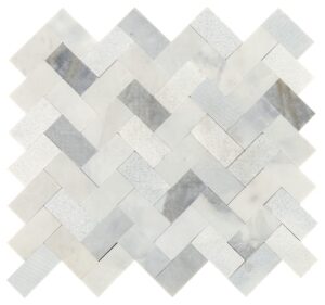 daltile minute mosaix 12" x 12" herringbone remix mosaic in stormy mist (10 pc per carton) (7.5 sqft per carton)