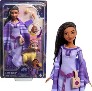 mattel disney wish asha of rosas adventure pack doll, posable fashion doll with removable fashion, animal friends and accessories, toys inspired by the movie