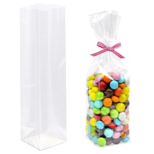 morepack gusseted cellophane bags,flat bottom cellophane bags with paper insert 50pcs 2x2x8 inches biscotti bags