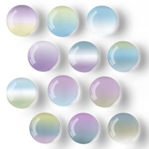 bamsod 12 pcs glass strong refrigerator magnets, pattern series magnets whiteboard magnets glass fridge magnets for office cabinets round fridge stickers home kitchen décor (purple)