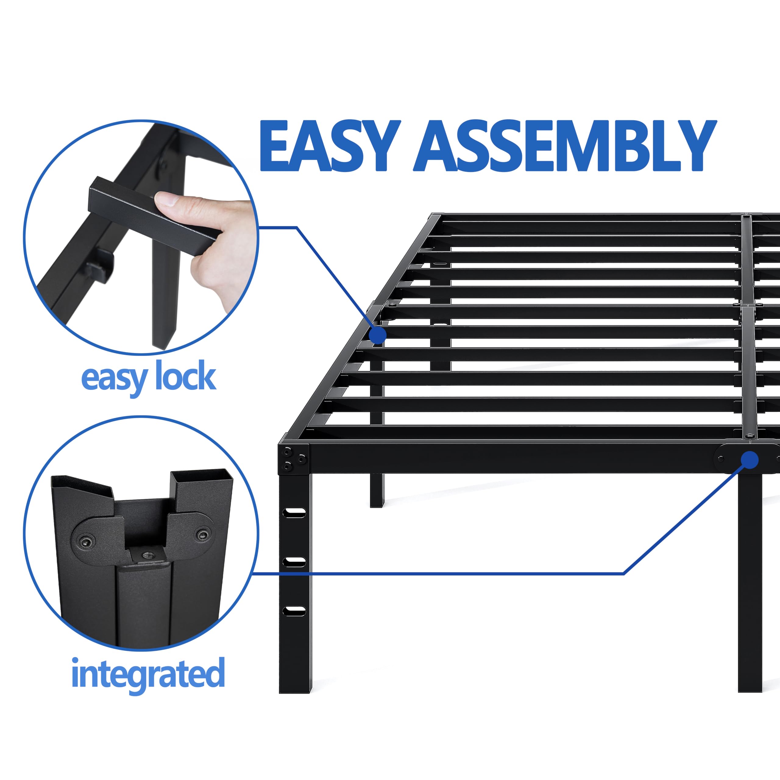 NEW JETO Metal Bed Frame-Simple and Atmospheric Metal Platform Bed Frame, Storage Space Under The Bed Heavy Duty Frame Bed, Sturdy Twin Size Bed Frame, 18 Inch, Twin