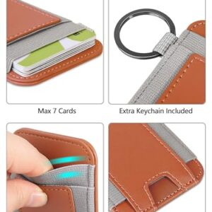 ExtreLife For Magsafe Wallet, Strong Magnetic Wallet for iPhone 15/14/13/12 Series, Magnetic Card Holder Wallet for iPhone Wallet Magsafe with 2 Card Slots, Vegan Leather, Hold 7 Cards, Slim, Brown