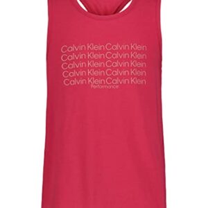 Calvin Klein Girls' Performance Tank Top, Sleeveless & Crew-Neck Neckline, Logo Detailing, Azalea Twist