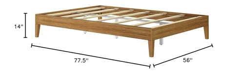 Plank+Beam Solid Wood Platform Bed Frame, Strong Wood Slat Support, No Box Spring Needed, Easy Assembly, Matte Pecan, Queen