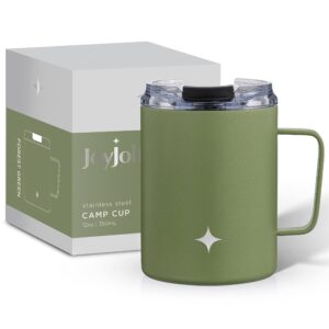 joyjolt triple insulated tumbler with handle. 12 oz tumbler cup with lid. vacuum sealed, copper lined, double wall stainless steel tumblers. travel mug with lid, coffee tumbler, smoothie cup, tea mug