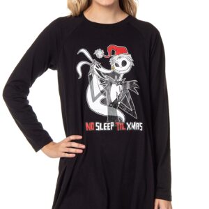 The Nightmare Before Christmas Women's Jack Skellington No Sleep Til Xmas Sleep Shirt with Socks (Large) Black