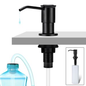 tiilan soap dispenser for kitchen sink, built in dish soap dispenser pump set, detergent dispensers w/ 17oz bottle and 47.2-inch extension tube - stainless steel, black