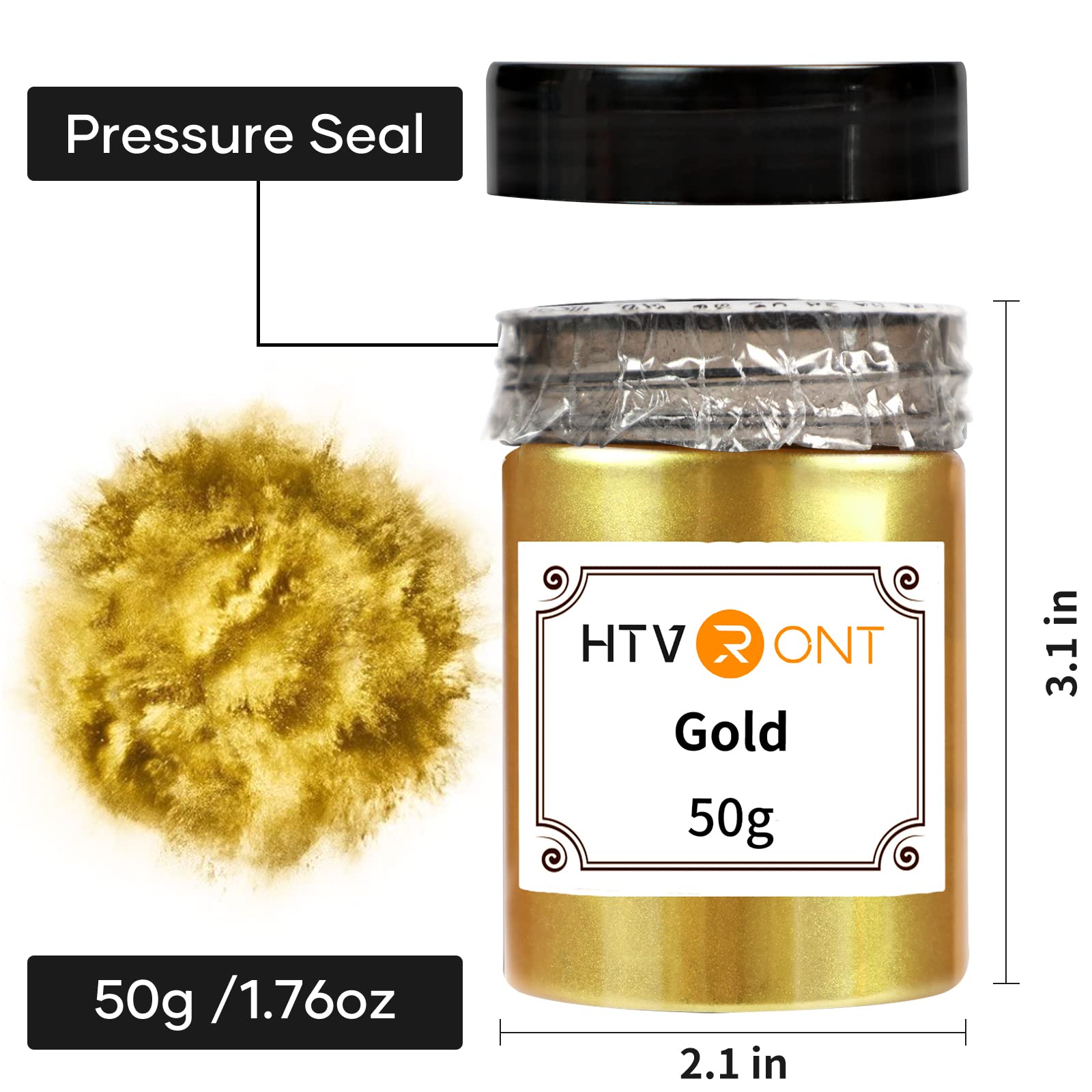 HTVRONT Gold Mica Powder for Epoxy Resin - 1.76 oz/50g Mica Pigment Powder, Natural Mica Powder for Soap Making, Resin, Candle Making, Bath Bomb, Non-Toxic Pigment Powder