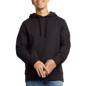 hanes originals midweight fleece hoodie, pullover hooded sweatshirt for men, black, medium