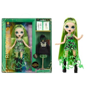 rainbow high fantastic fashion jade hunter - green 11” fashion doll and playset with 2 complete doll outfits, and fashion play accessories, great gift for kids 4-12 years old