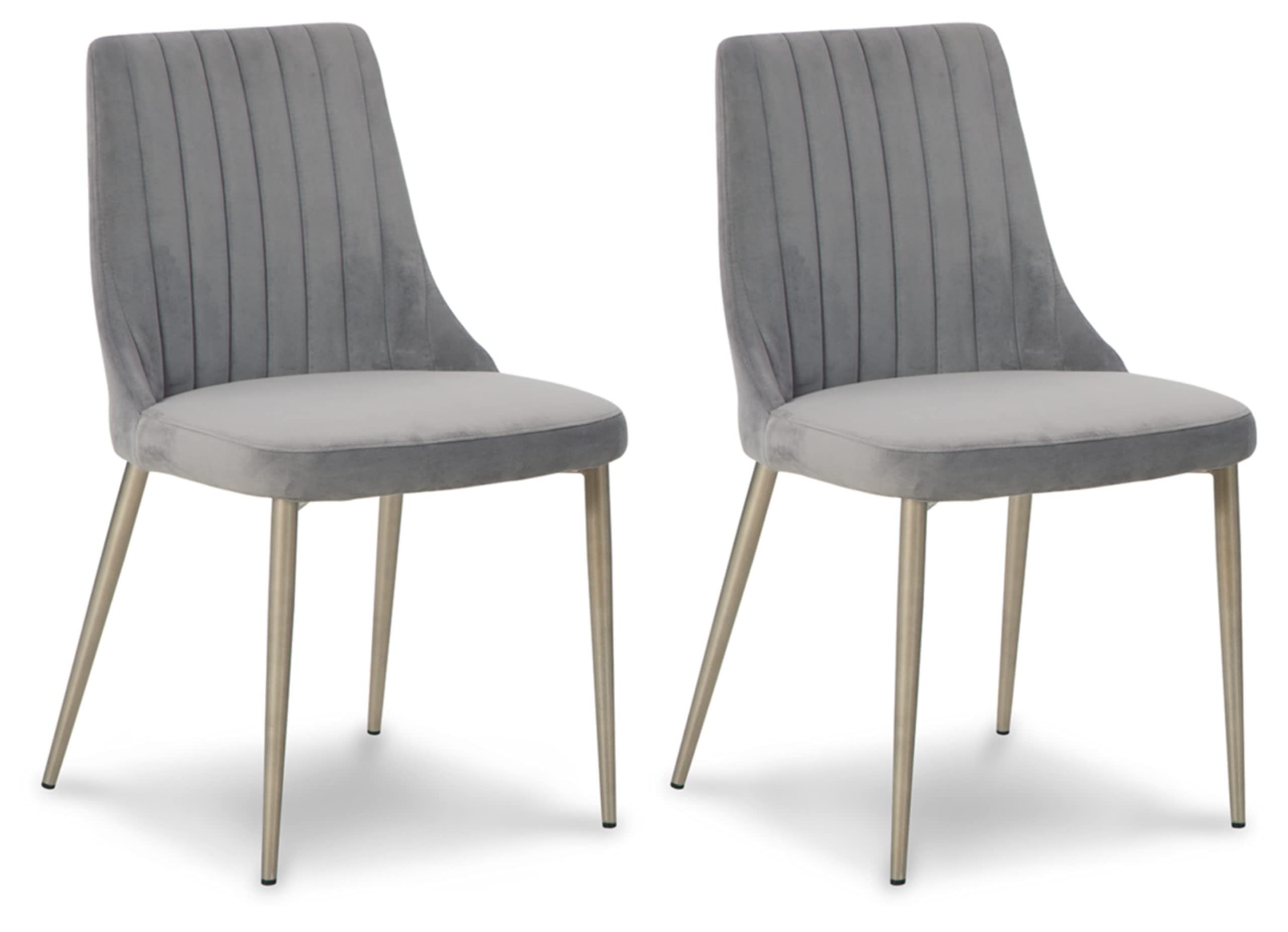 Signature Design by Ashley Barchoni Classic Upholstered Dining Chair with Metal Frame, Set of 2, Metallic & Gray