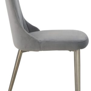 Signature Design by Ashley Barchoni Classic Upholstered Dining Chair with Metal Frame, Set of 2, Metallic & Gray