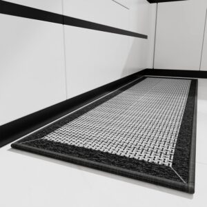 padoor kitchen rugs and kitchen mats non skid washable - non slip absorbent kitchen runner rugs for floor, machine washable standing mats for in front of sink,laundry room,hallway(20"x70",black)