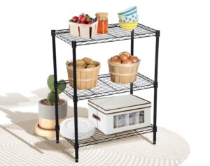 mkdlufei 3-tier wire shelving unit adjustable height 450lb capacity small metal shelving for storage 24"x14"x30" metal shelves for kitchen, office, pantry, laundry, closet, organizer wire rack