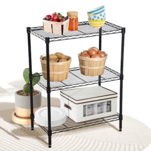 MKDLUFEI 3-Tier Wire Shelving Unit Adjustable Height 450Lb Capacity Small Metal Shelving for Storage 24"x14"x30" Metal Shelves for Kitchen, Office, Pantry, Laundry, Closet, Organizer Wire Rack