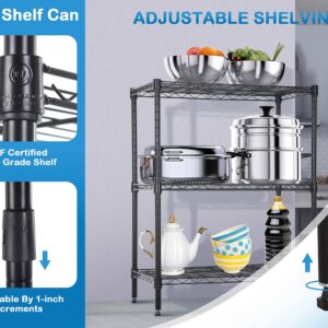 MKDLUFEI 3-Tier Wire Shelving Unit Adjustable Height 450Lb Capacity Small Metal Shelving for Storage 24"x14"x30" Metal Shelves for Kitchen, Office, Pantry, Laundry, Closet, Organizer Wire Rack