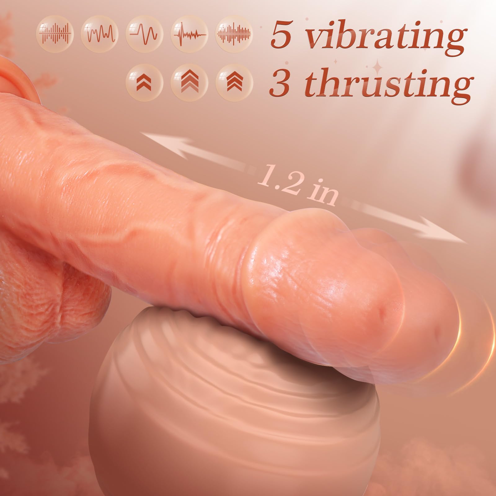 Dildo Thrusting Dildos Realistic Vibrator - Vibrators Adult Sex Toys for Women，Silicone 8 inch Suction Cup Fake Penis Anal G-spot Stimulator and Couple Pleasure with 5 & Vibrating Mode