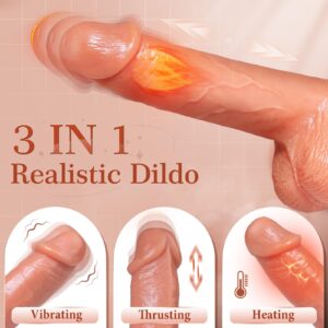 Dildo Thrusting Dildos Realistic Vibrator - Vibrators Adult Sex Toys for Women，Silicone 8 inch Suction Cup Fake Penis Anal G-spot Stimulator and Couple Pleasure with 5 & Vibrating Mode