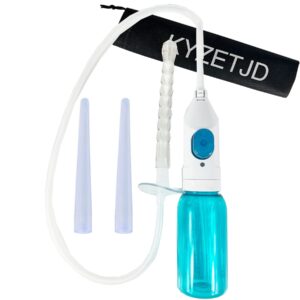 kyzetjd back-flow enema bottle kit anal douche cleaner for men women with 100ml peri bottle 19.7in silicone hose 3 replaceable nozzle