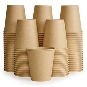 litopak 100 pack 10oz kraft paper cups, disposable coffee cups, disposable drinking cups, hot coffee cups, paper coffee cups for water, coffee, juice, and tea.