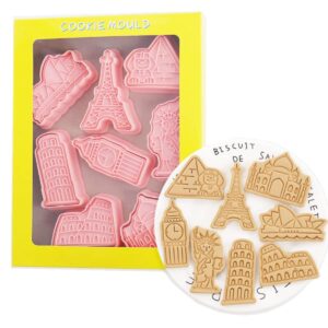 8 pieces statue of liberty cookie moulds for baking cookie mould press eiffel tower cookie mould set kitchen tools plastic cookie stamps (statue of liberty)