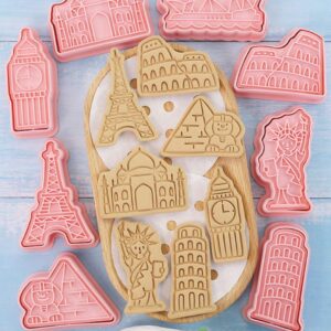 8 Pieces Statue of Liberty Cookie Moulds For Baking Cookie Mould Press Eiffel Tower Cookie Mould Set Kitchen Tools Plastic Cookie Stamps (Statue of Liberty)