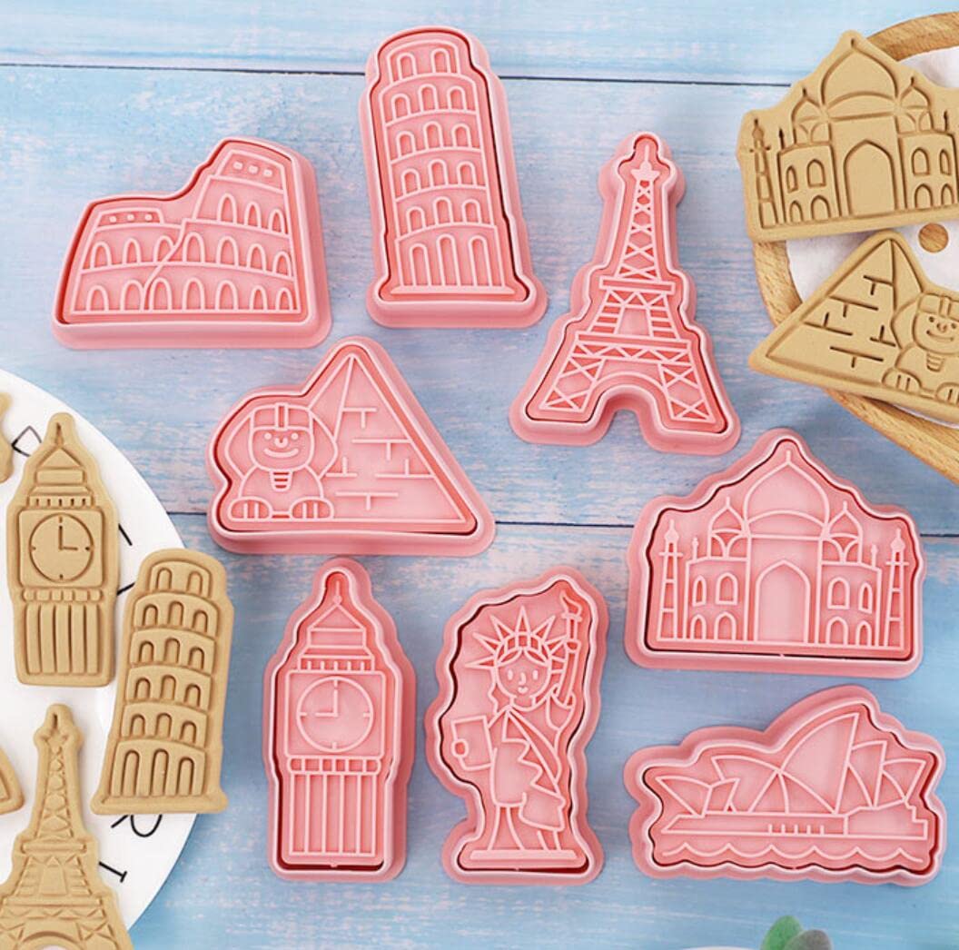 8 Pieces Statue of Liberty Cookie Moulds For Baking Cookie Mould Press Eiffel Tower Cookie Mould Set Kitchen Tools Plastic Cookie Stamps (Statue of Liberty)