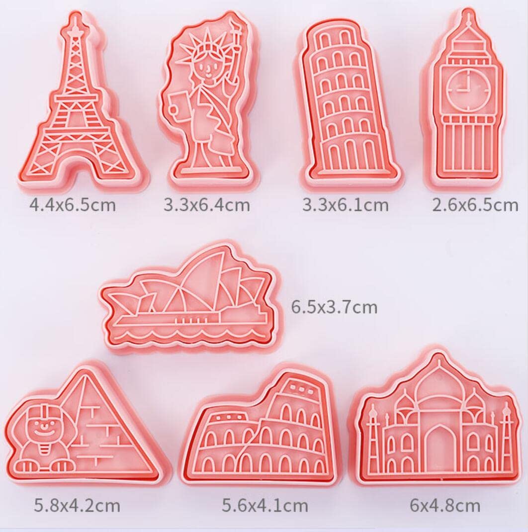 8 Pieces Statue of Liberty Cookie Moulds For Baking Cookie Mould Press Eiffel Tower Cookie Mould Set Kitchen Tools Plastic Cookie Stamps (Statue of Liberty)