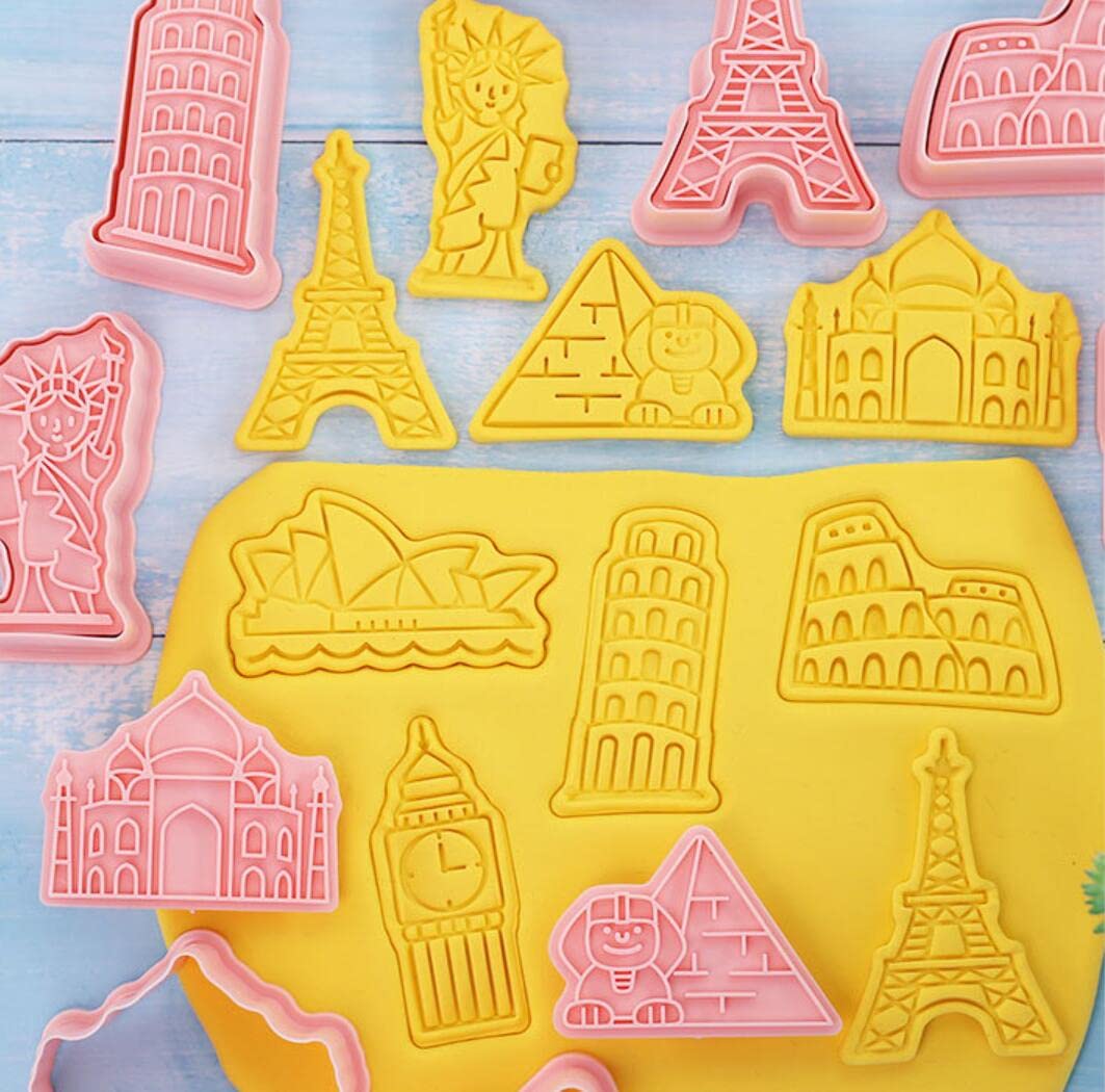 8 Pieces Statue of Liberty Cookie Moulds For Baking Cookie Mould Press Eiffel Tower Cookie Mould Set Kitchen Tools Plastic Cookie Stamps (Statue of Liberty)