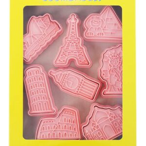 8 Pieces Statue of Liberty Cookie Moulds For Baking Cookie Mould Press Eiffel Tower Cookie Mould Set Kitchen Tools Plastic Cookie Stamps (Statue of Liberty)