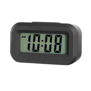 famicozy small digital travel alarm clock,simple operation,easy to read,ascending alarm,12/24hr,snooze soft light for bedside,aaa battery operated,black