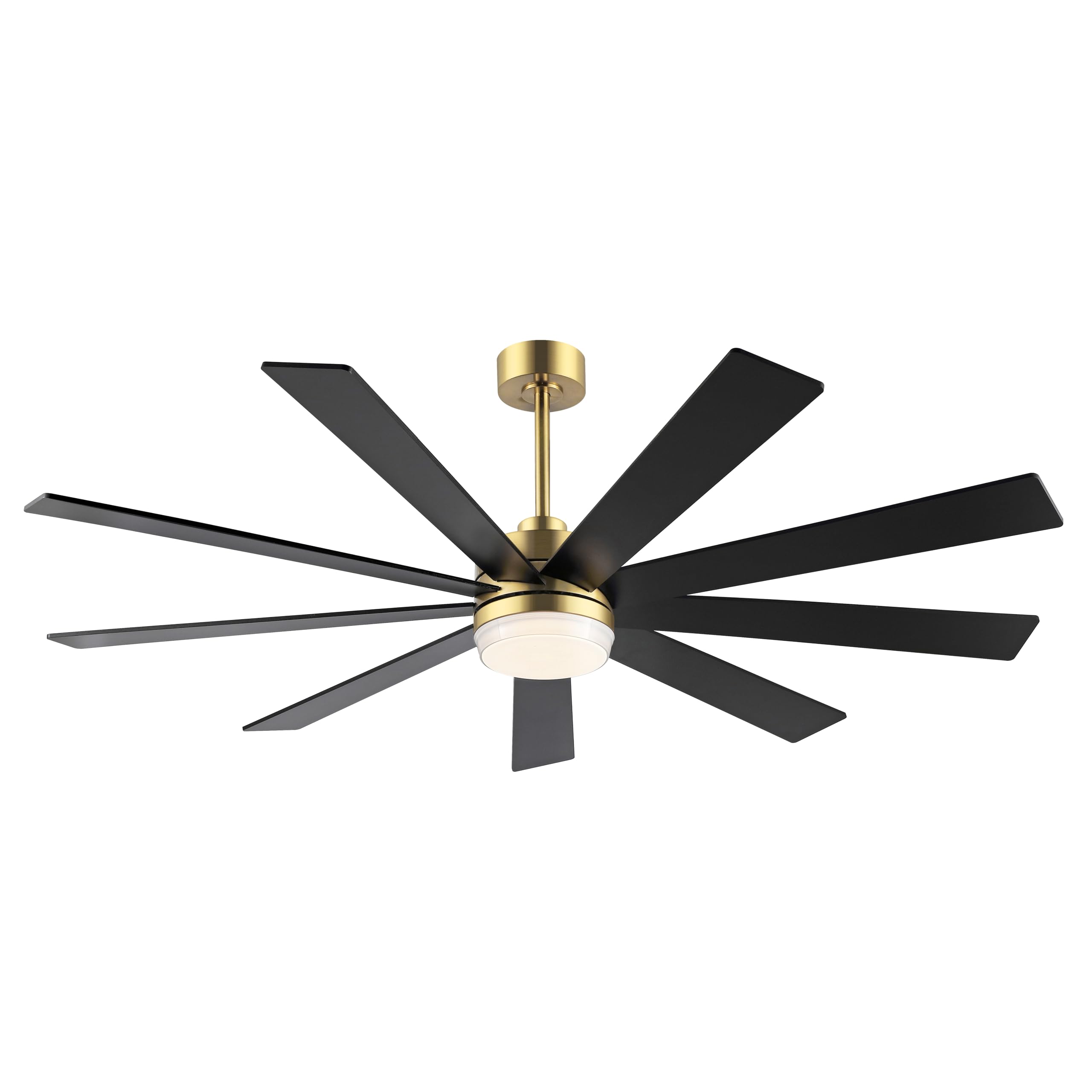 LEDLUX 65" DC Motor Ceiling Fan with Light, 6-Speed Remote Control, Reversible Motor, Modern 9 Blades Ceiling Fan with 4.5"/12" Downrods for Home or Commercial Black/Gold