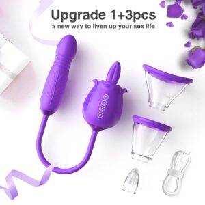 Nipple Weight Toys for Womens Sex Toys - 3in1 Rose Sex Toy with 7 Tongue Licking & 3 Thrusting Vibrator Dildo Adult Sex Toys for Couples G Spot Vibrators