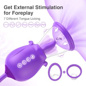 Nipple Weight Toys for Womens Sex Toys - 3in1 Rose Sex Toy with 7 Tongue Licking & 3 Thrusting Vibrator Dildo Adult Sex Toys for Couples G Spot Vibrators