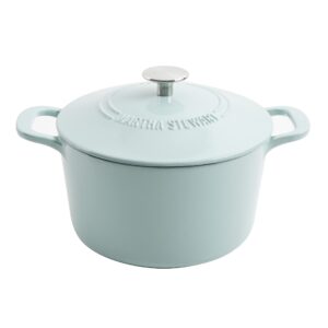 martha stewart gatwick 7 qt enamel cast iron dutch oven, martha blue