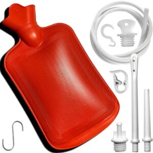 2 quart home enema bag kit with hose enema tips and controllable water flow clamp- enema bag for colon cleansing enemas（red）