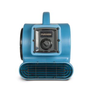 puraero mini air mover | carpet dryer and blower fan | high-velocity floor fan for crawlspaces, attics, basements, bathrooms | 1/5 hp 800 cfm | water damage restoration, grow rooms | pa-200-am | blue