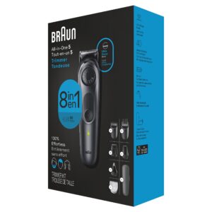 Braun All-in-One Style Kit Series 5 5471, 8-in-1 Trimmer for Men with Beard Trimmer, Body Trimmer for Manscaping, Hair Clippers & More, Ultra-Sharp Blade, 40 Length Settings, Waterproof