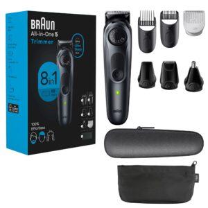 braun all-in-one style kit series 5 5470, 8-in-1 trimmer for men with beard trimmer, body trimmer for manscaping, hair clippers & more, ultra-sharp blade, 40 length settings, waterproof