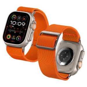 spigen lite fit ultra band designed for apple watch band for apple watch ultra2/apple watch ultra 49mm, series 9/8/se2/7/6/se/5/4/3/2/1 45mm/44mm/42mm nylon solo loop - orange