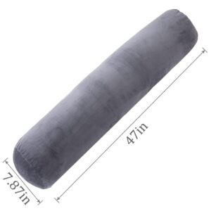 1 MIDDLE ONE Body Pillow for Adults, Bolster Pillow with Removable Velvet Cover, Long Round Cervical Roll Pillow, 47¡± x 7.87¡±, Grey