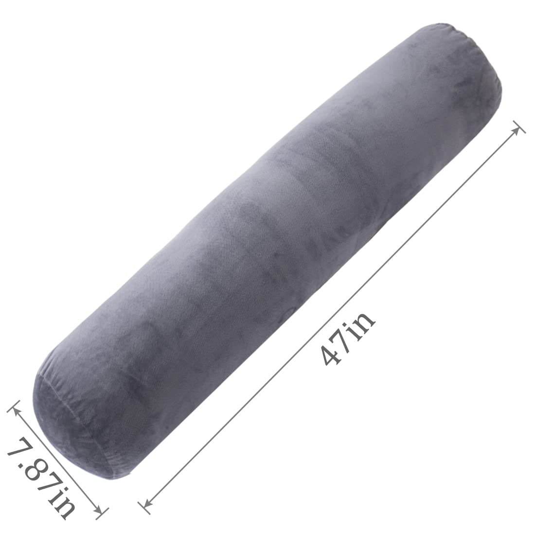 1 MIDDLE ONE Body Pillow for Adults, Bolster Pillow with Removable Velvet Cover, Long Round Cervical Roll Pillow, 47¡± x 7.87¡±, Grey