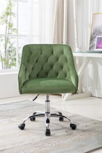 cnanxu velvet swivel shell chair with adjustable height,accent swivel desk chair,modern leisure office chair for living room (green)