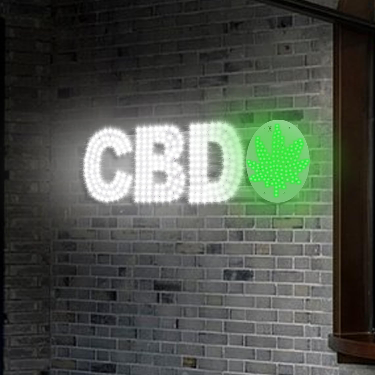 30"x10" Large LED CBD Signs for Smoke Shops, Super Bright Unique Design CBD Sign with Hanging Installation, High Visibility CBD Sign for Stores Retail Shops Window (White)