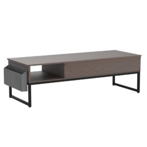 Aheaplus Lift Top Coffee Table with Storage, Wood Lifting Top Central Table Metal Frame, 43.3" Lift Tea Table with Side Pouch, Cocktail Table Modern Adjustable Table for Living Room, Espresso