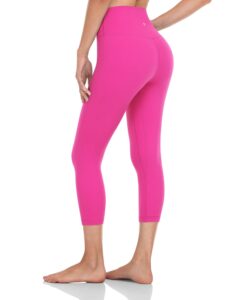 heynuts high waisted yoga capris leggings for women, buttery soft workout cropped pants compression 3/4 leggings 21'' sonic pink m(8/10)