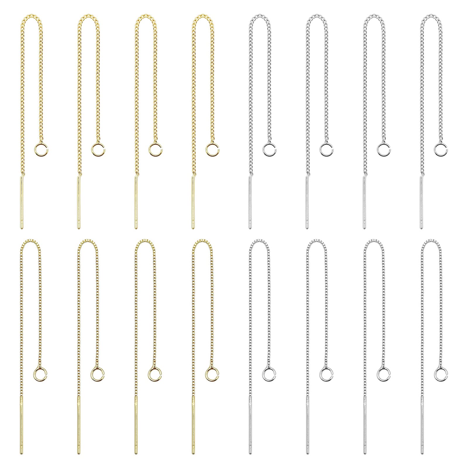 Oubaka 24pcs 8.5cm Ear Threads Long String Ear Threads Hypoallergenic Ear Threads Earrings with Loop Drop Earrings Tassel Chain Earrings for Earring Making DIY Jewelry Craft(2 Styles,2 Colors)