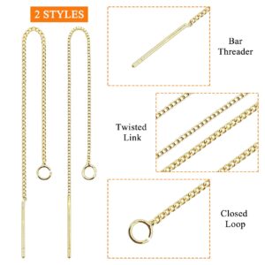 Oubaka 24pcs 8.5cm Ear Threads Long String Ear Threads Hypoallergenic Ear Threads Earrings with Loop Drop Earrings Tassel Chain Earrings for Earring Making DIY Jewelry Craft(2 Styles,2 Colors)