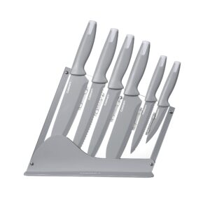 cuisinart 7pc ceramic coated cutlery set with end caps in acrylic stand, grey